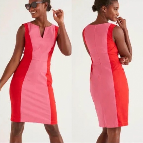 Boden | Dresses | Boden Red And Pink Colorblock Dress | Poshmark